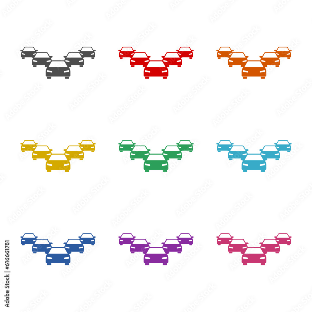 Car Fleet icon. Color set Stock Vector | Adobe Stock