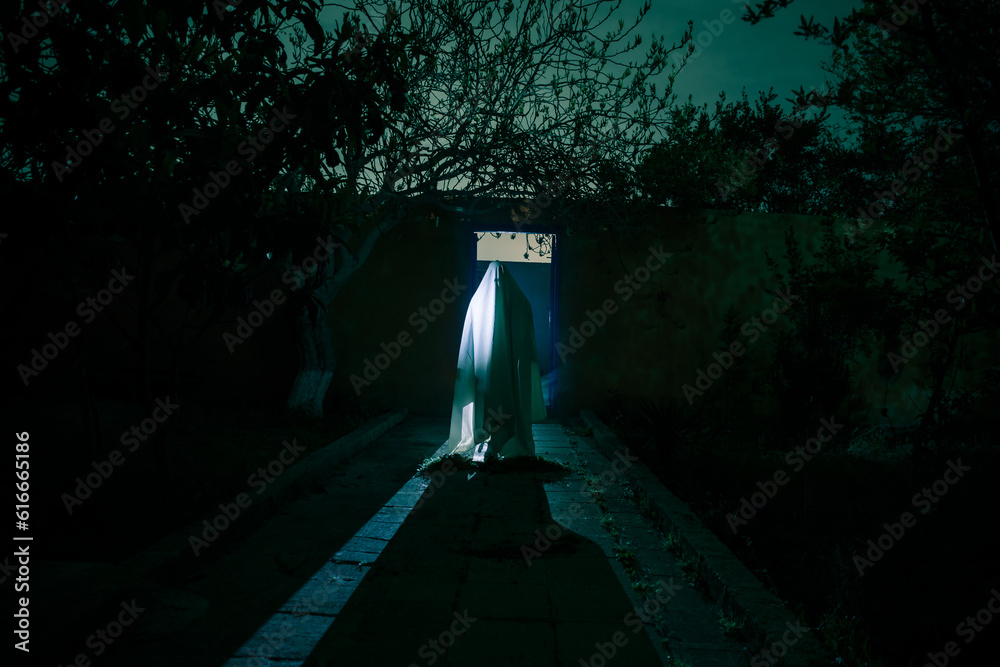 Ghost on the scary road in the paranormal world. Horrible dream ...
