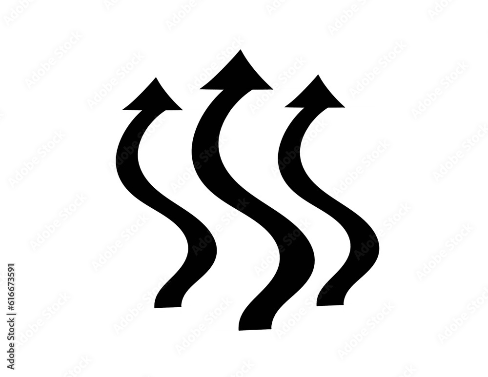 three curving arrows pointing up against a white background Stock ...