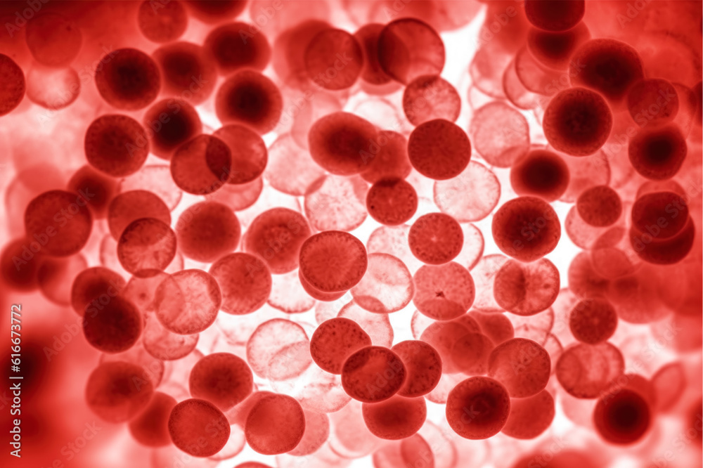 Red blood cells, image similar to real light micrograph observed on ...