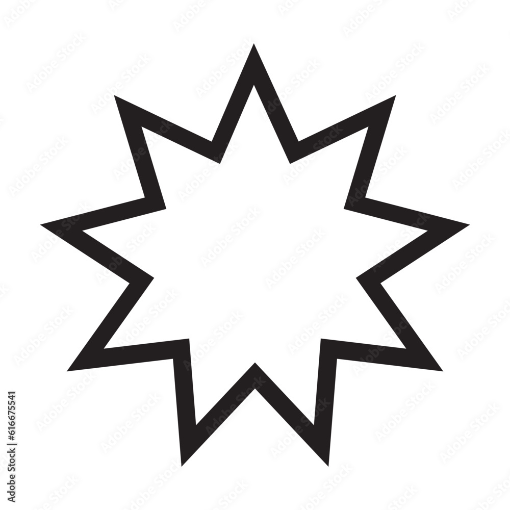 Baha'i religious symbol, vector illustration, black on white background ...
