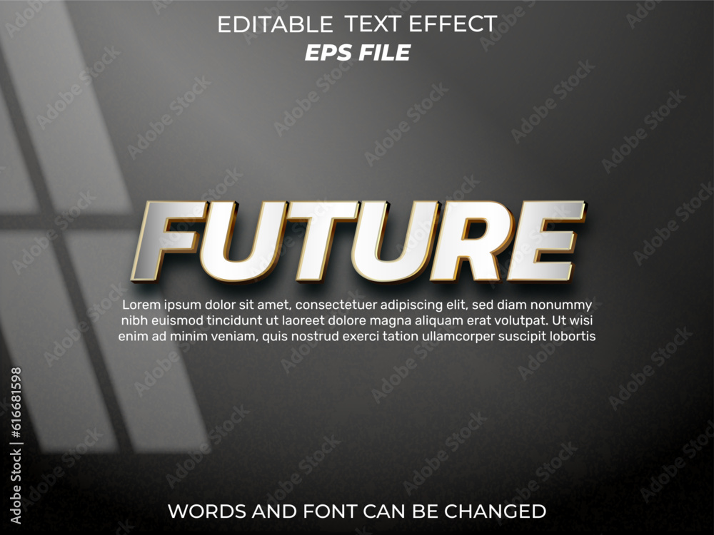 future text effect, font editable, typography, 3d text. vector template Stock Vector | Adobe Stock