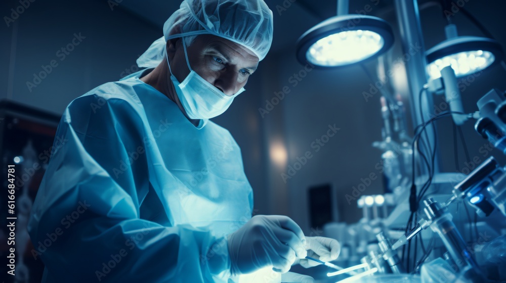 Robotics in Surgery. A photo capturing a surgeon operating with the ...