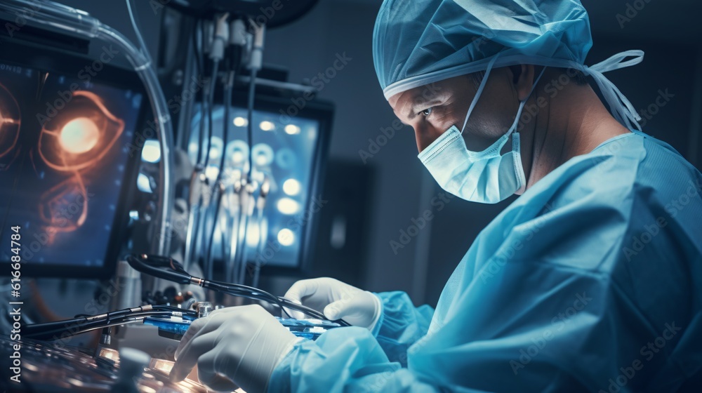 Robotics in Surgery. A photo capturing a surgeon operating with the ...