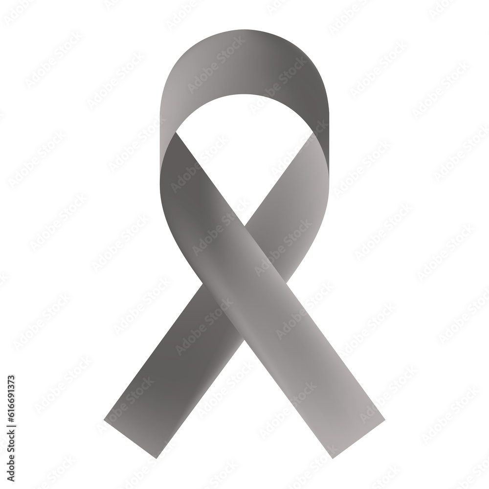 Gray ribbon isolated on white background. Borderline personality ...