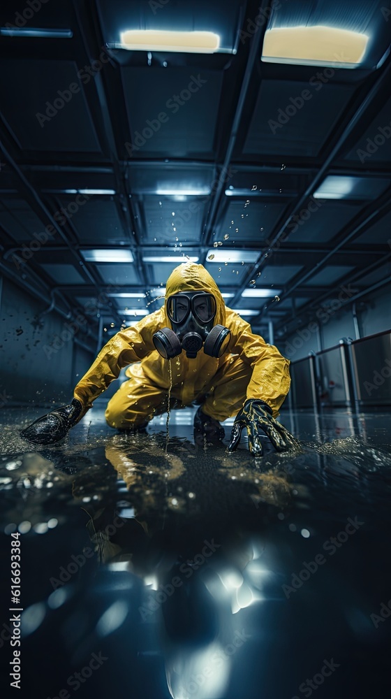Biohazard Action: Hazmat-Suited Hero Tackles Toxic Waste. Generative AI ...