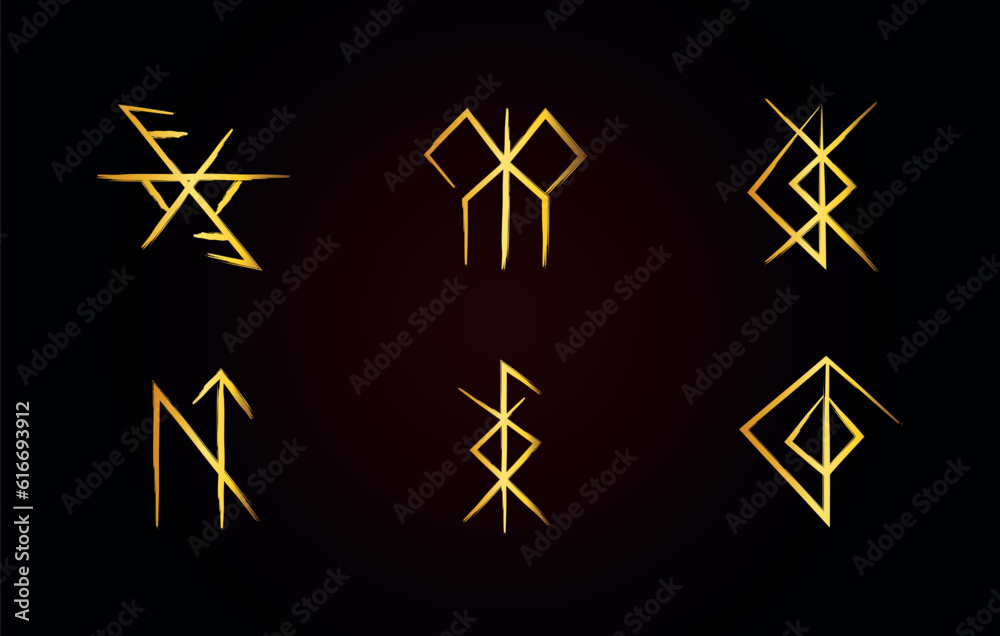 Full editable collection of norse symbols with meanings like love, home ...