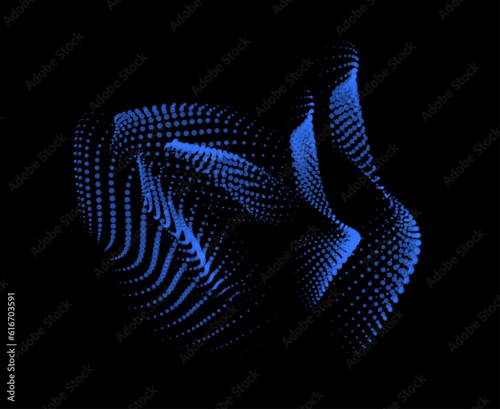 3d Dynamic Node Of Big Data Dots Science Wave Infinity Sinusoid Line From Particles Swirl Hill