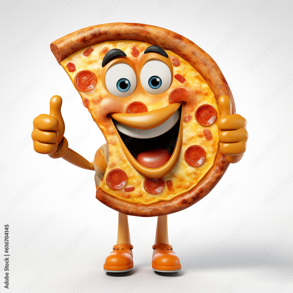 3d pizza mascot giving thumbs up. concept of kids pizza or good pizza ...