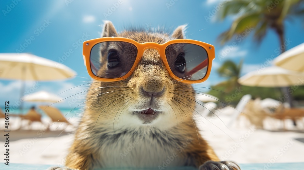 Cute little squirrels, some wearing hats and scarves and some wearing ...