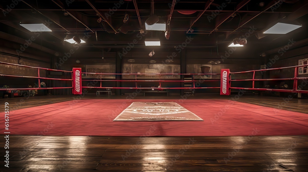 Image of an old, worn-out boxing ring, reflecting the passage of time ...