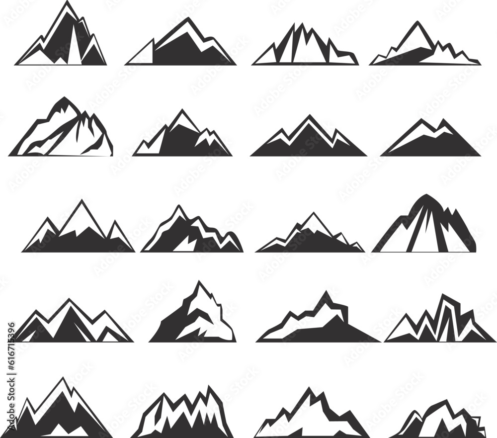 set of mountain icons Stock Vector | Adobe Stock