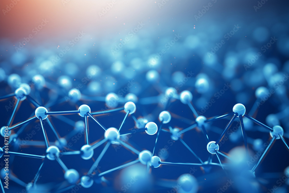 Molecule Models generated with AI. 3d microscopic render. 3d image ...