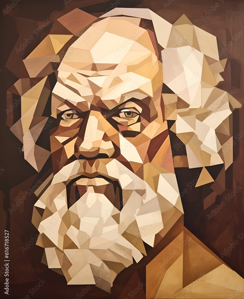 A cubist portrait of Socrates, using geometric shapes and intersecting ...