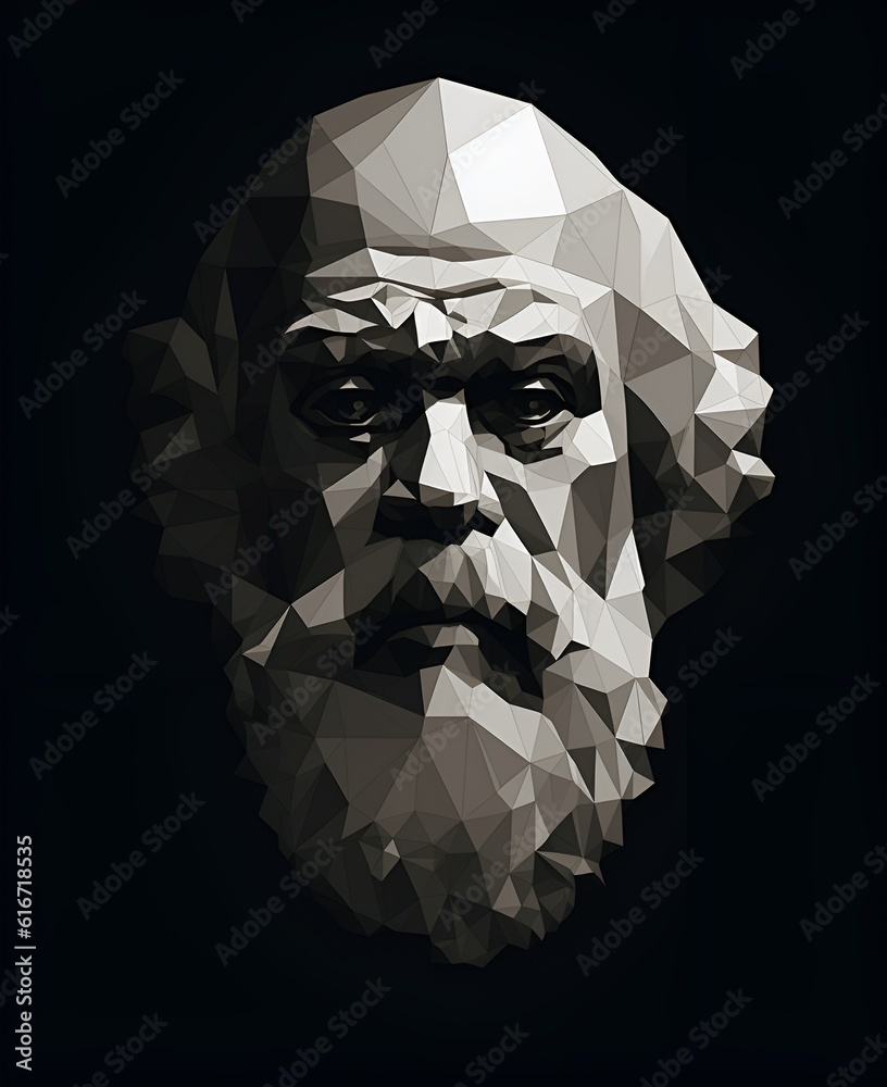 A minimalist portrait of Socrates, using only simple lines and forms to ...