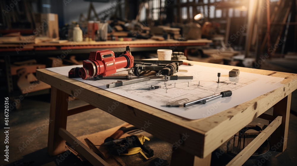 Hyper - realistic photograph of a DIY wood - working project, a ...