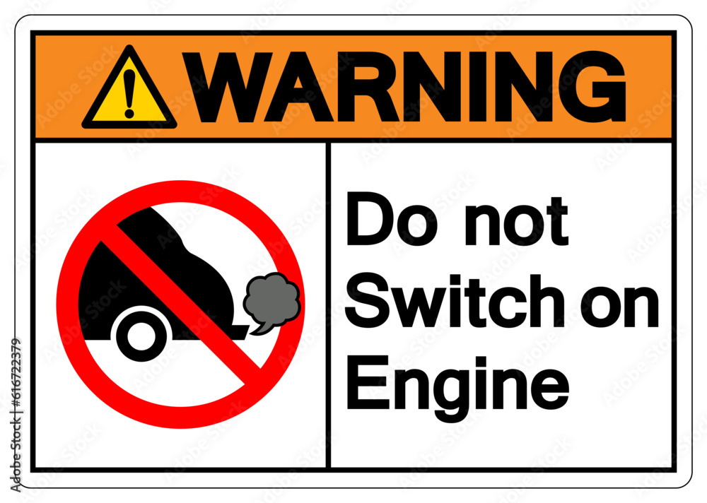 Warning Do Not Switch On Engine Symbol Sign, Vector Illustration ...