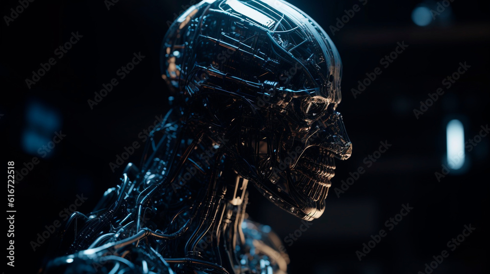 Sophisticated detailed technical drawing of the android robot in detail ...