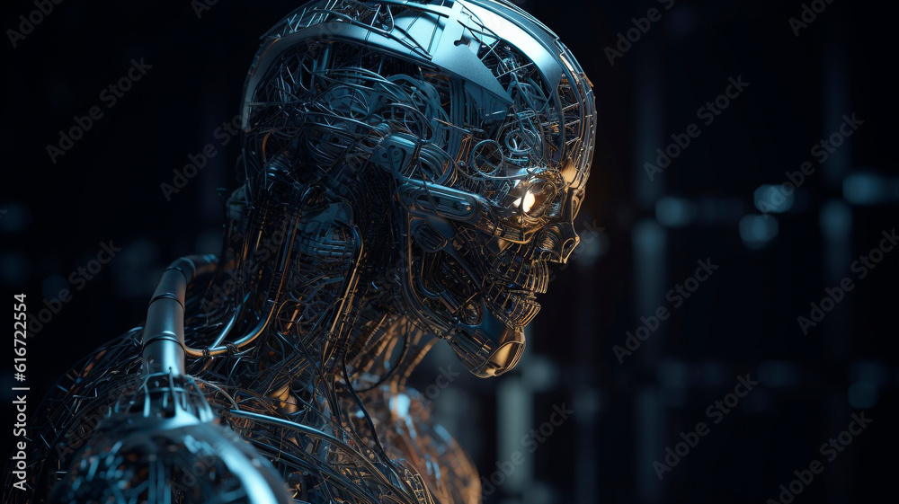 Sophisticated detailed technical drawing of the android robot in detail ...