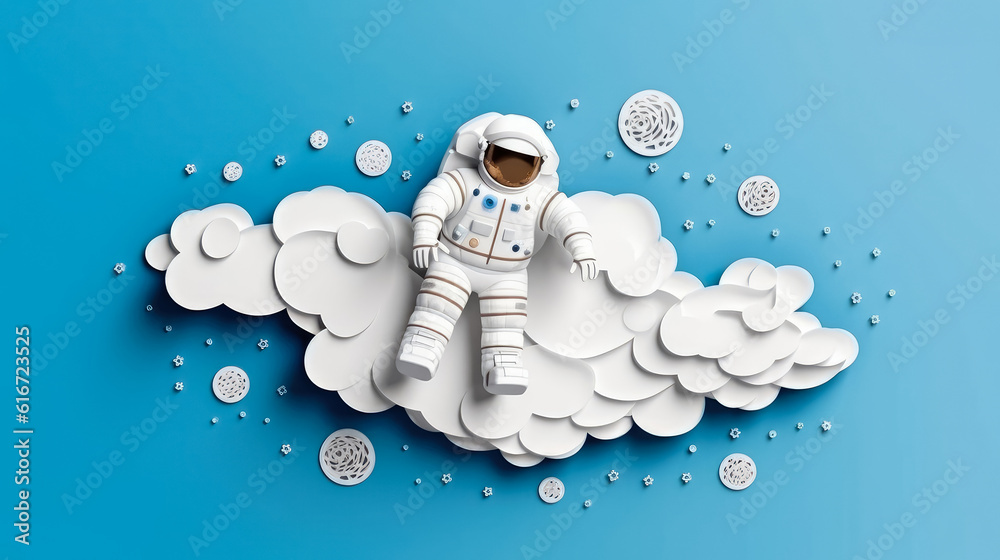 Paper art style , Astronaut floating in the space , Beautiful planet in ... Paper art style , Astronaut floating in the space , Beautiful planet in ...