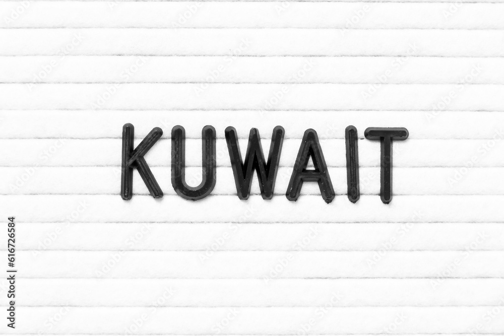Black color letter in word kuwait on white felt board background Stock ...