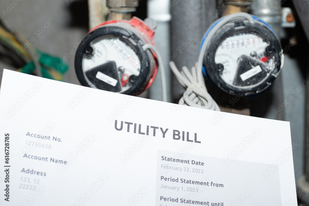House utility bill with payment information, utility receipt and water ...