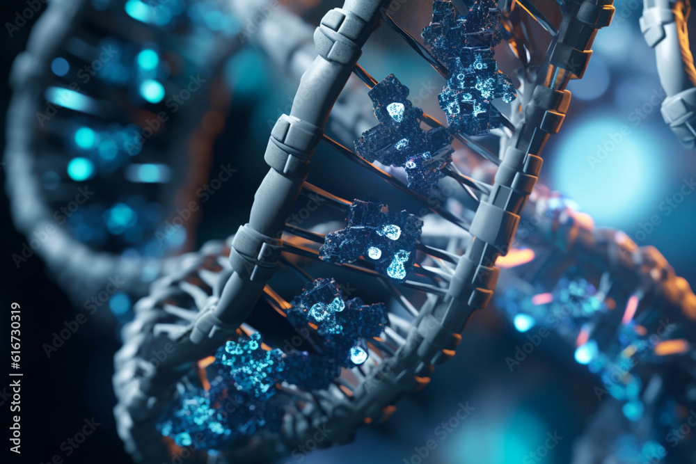 Abstract genetics information DNA helix. Genetic code DNA molecule ...