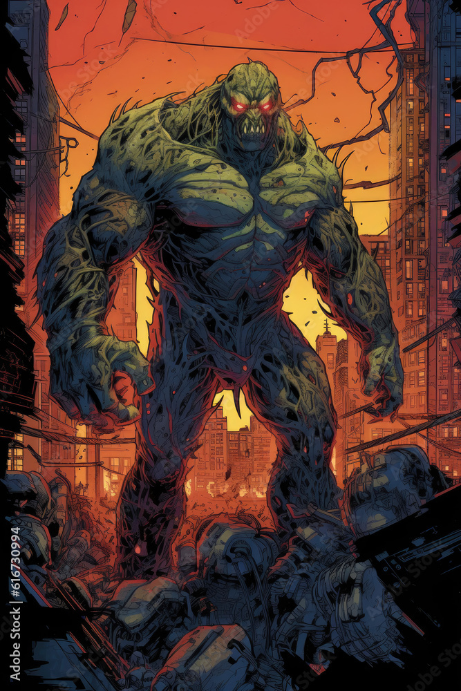 Monstrous Muscles: A Grotesque Hulking Creature , Horror Comics Stock ...
