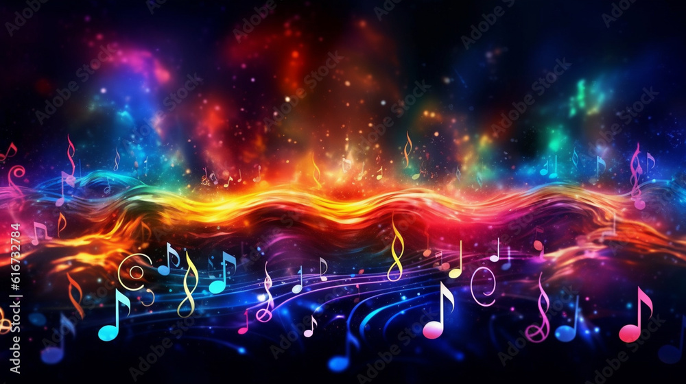 Colorful music background with musical notes. Generative Ai Stock ...