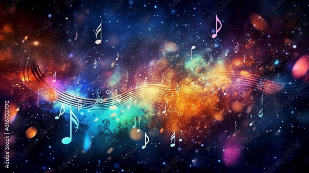 Colorful music background with musical notes. Generative Ai Stock ...