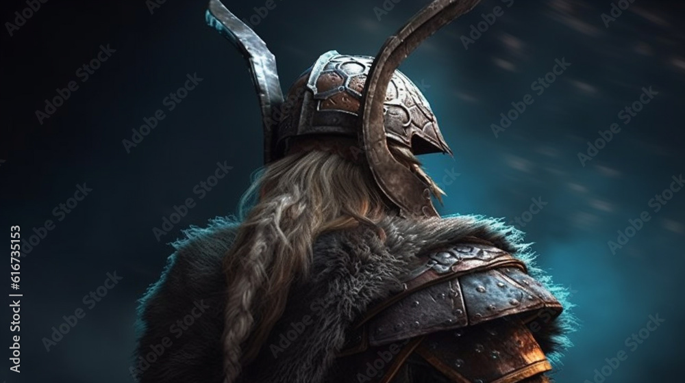 Viking warrior from the back with helmet. Generative Ai Stock ...