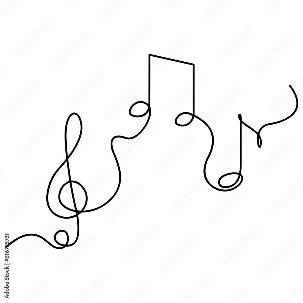 Vector Treble Clef. Outline vector linear drawing on a transparent ...