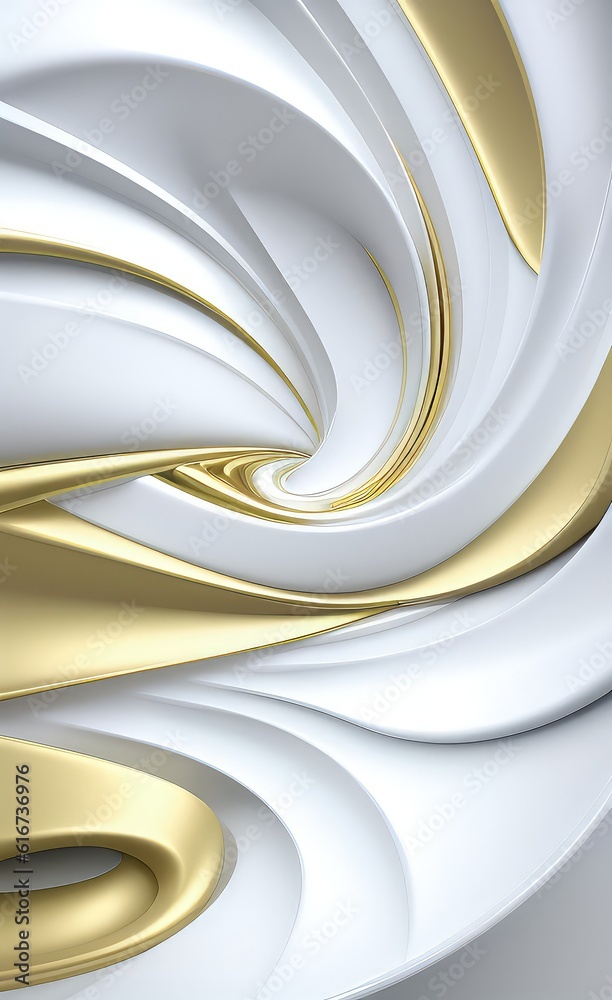 Curvy and wavy metallic golden cover background with grey and white ...