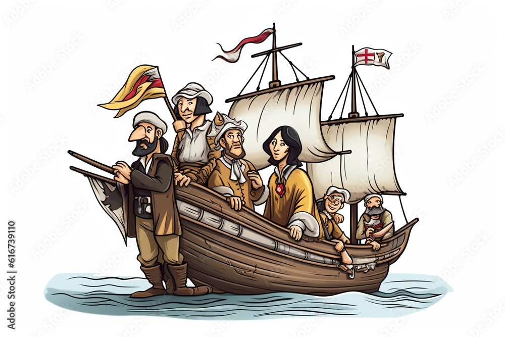 cartoon columbus day clip art white background, Generative AI Stock ...