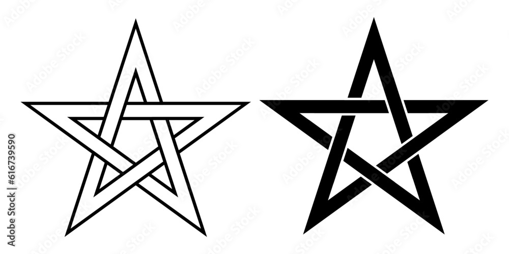 outline silhouette pentagram star set isilated on white background ...