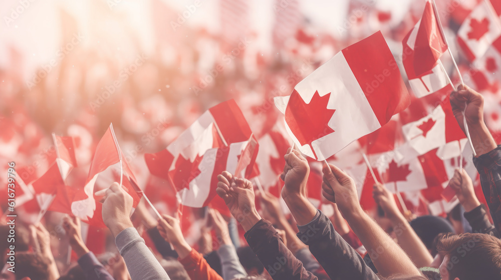 Canada Day Celebration: Holding the Canadian Flag, Stock Photos for ...