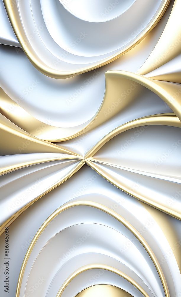 Curvy and wavy metallic golden cover background with grey and white ...
