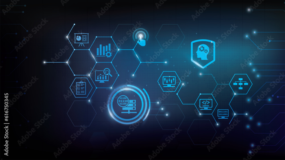 Data science banner web icon for Computer Science and insight, Ai, Big ...