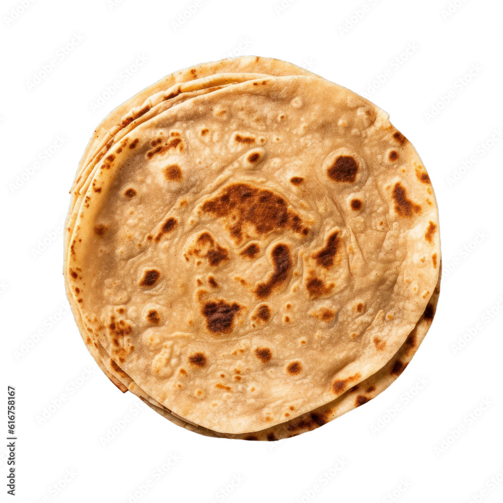 Delicious chapati/roti/paratha/tortillas seen from above, top view ...