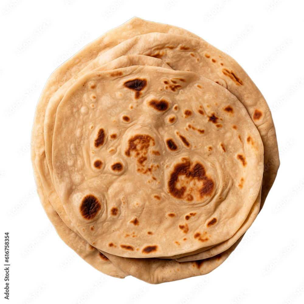 Delicious chapati/roti/paratha/tortillas seen from above, top view ...