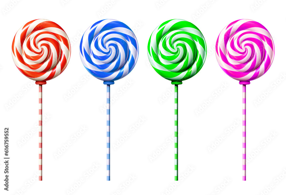 Lollipop Different Colors Set Isolated on Transparent Background ...