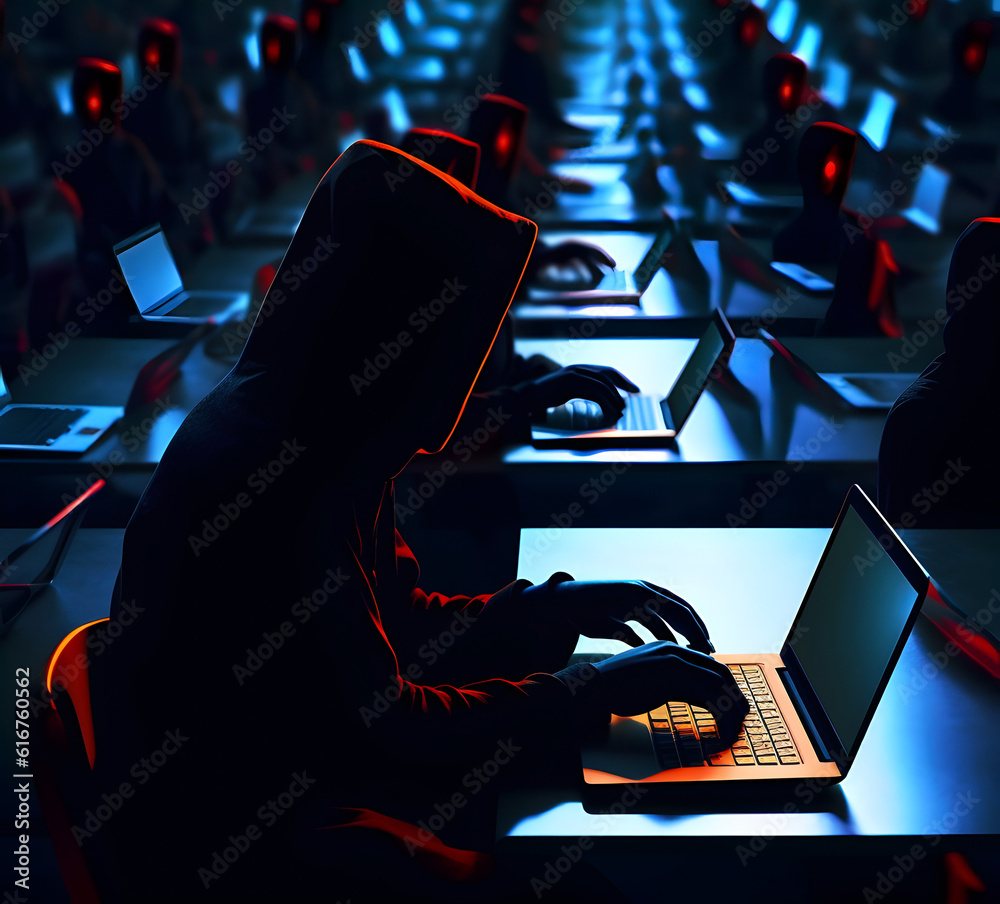 Hackers with hoodies. Hacker group, organization or association. AI ...