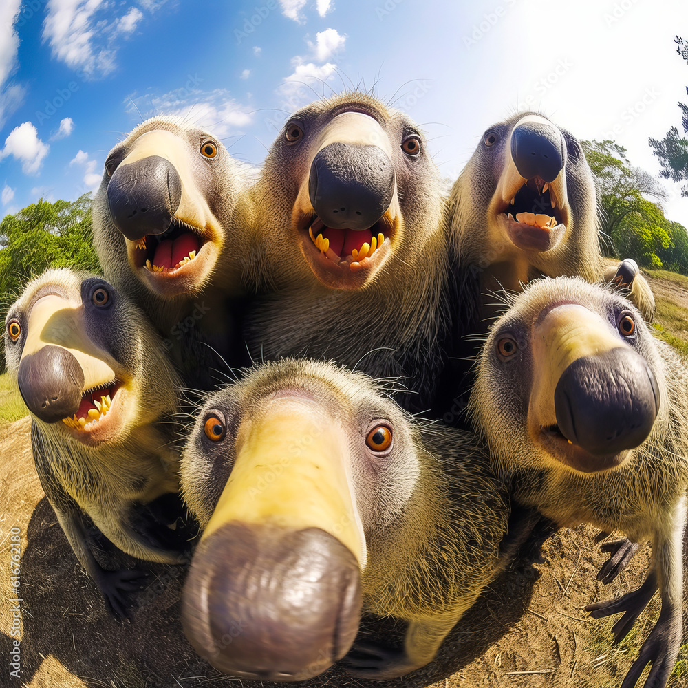 Captivating selfie of a hilariously amusing group of anteaters from ...