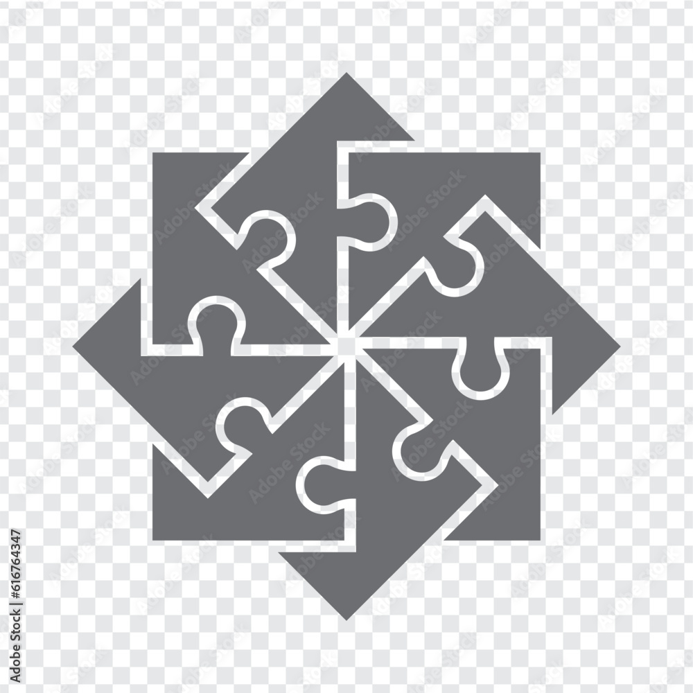 Simple icon puzzle in gray. Simple icon square puzzle of the eight ...