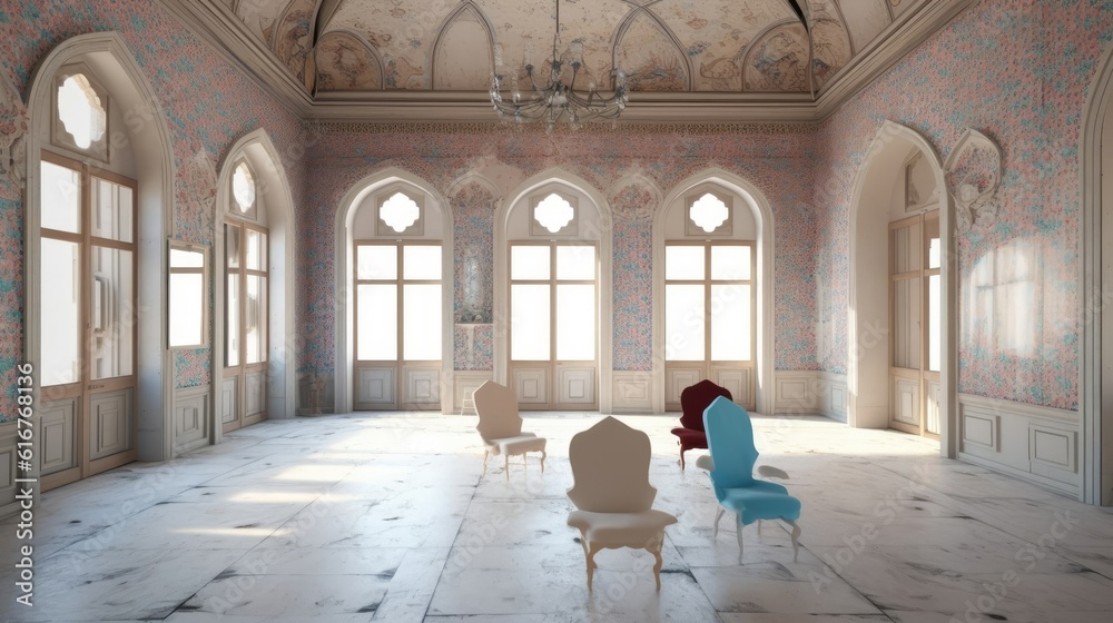 Square frame mockup in a traditional Islamic interior highlighting a ...