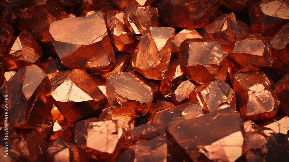 background full of copper nuggets. Copper trend, revolution. Mining ...