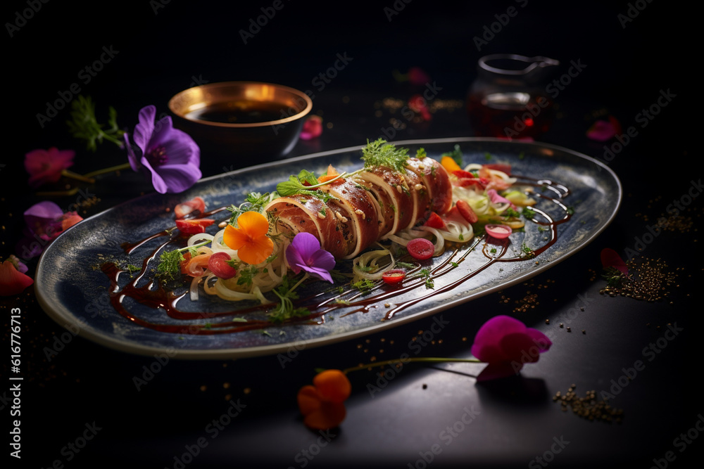 The waiter brings a signature dish recommended by the chef, sharing the ...