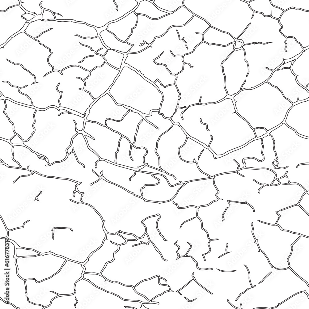 cracks texture, pattern, dry surface soil, background line art. set of ...