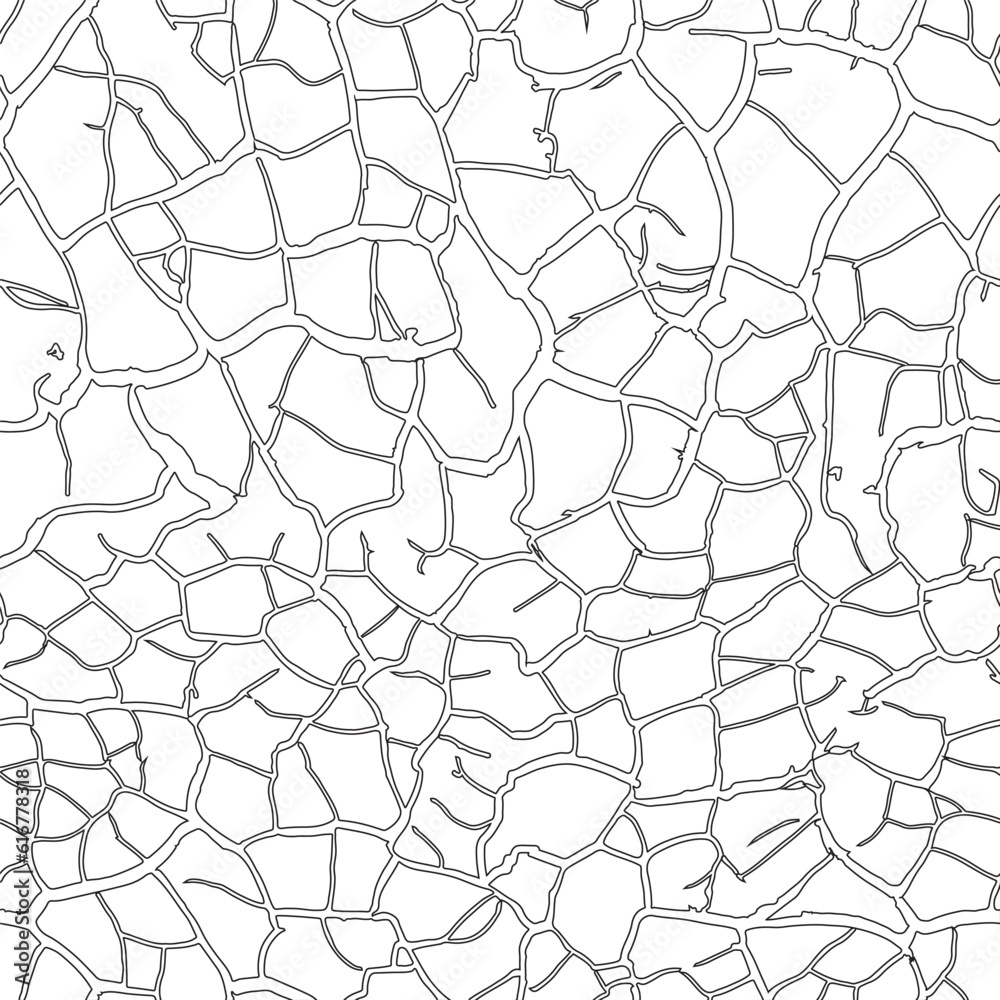 cracks texture, pattern, dry surface soil, background line art. set of ...