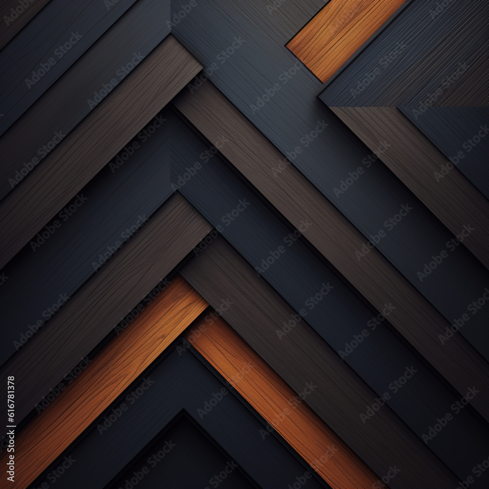 Geometric wooden boards overlapping design,dark theme colors,sharp ...